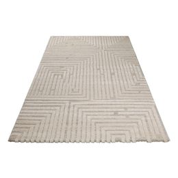 Wecon Home Teppich &raquo;Hillmar&laquo; rechteckig 18 mm H&ouml;he Gewebt, Hoch-Tief, robust, geometrisches Design, Scandi, Wohnzimmer beige Kunstfaser B : 80cm 1 Stk