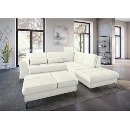 Sit & More sit&more Ecksofa &raquo;Bendigo L-Form&laquo; inklusive Sitztiefenverstellung, Bodenfreiheit 12 cm, in 2 Fu&szlig;farben wei&szlig; B/H/T: 258cm x 84cm x 226cm, NaturLEDER , 