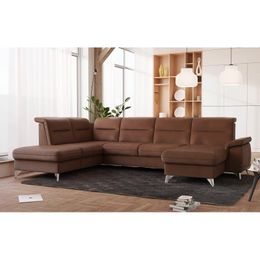 Sit & More sit&more Wohnlandschaft &raquo;Astoria U-Form&laquo; wahlweise mit motorischer Relaxfunktion braun 100% Polyester B/H/T: 329cm x 91cm x 225cm, Luxus-Microfaser in