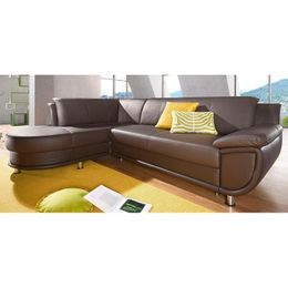 Trendmanufaktur Ecksofa &raquo;Rondo, zeitlos und elegant, bequem, L-Form&laquo; wahlweise mit Federkern, wahlweise mit Bettfunktion braun Softlux -Kunstleder;
