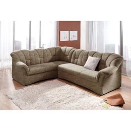 DOMO collection Ecksofa &raquo;Papenburg B/T/H: 242/190/84 cm L-Form&laquo; wahlweise mit Bettfunktion, Langer Schenkel links oder rechts braun Struktur ( 90% 