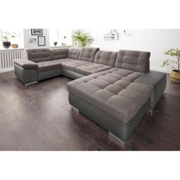 Sit & More sit&more Wohnlandschaft &raquo;Ontario U-Form&laquo; XXL, wahlweise mit Schlaffunktion grau Luxus-Microfaser (Variante 2: 90% Polyester, 10% Polyamid);Flachgewebe