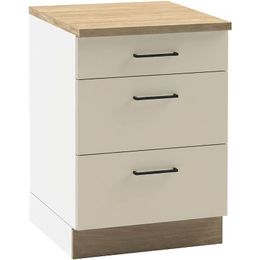KOCHSTATION Unterschrank &raquo;KS-Kolari&laquo; 1 Stk. tlg. Ma&szlig;e (B/T/H): 60,1 x 60 x 88 cm beige FSC -zertifizierter Holzwerkstoff wei&szlig;, B/H/T: 60,1cm x 88cm x 