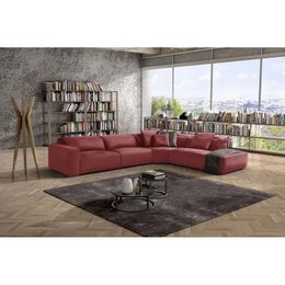 Egoitaliano Ecksofa &raquo;Beverly, extravangantes Designsofa mit erstklassigem Sitzkomfort&laquo; wahlweise mit elektrischer Relaxfunktion, Kopfteilverstellung grau Leder &raquo;