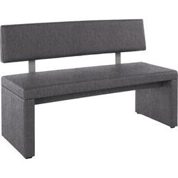 OTTO home Sitzbank &raquo;Charissa&laquo; mit Lehne, Breite 140, 160 oder 180 cm grau Holzwerkstoff, Massivholz B/H/T: 160cm x 90cm x 53cm, Strukturstoff