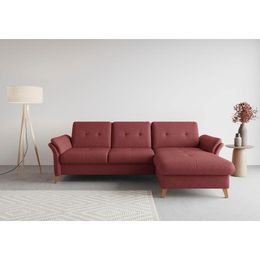 Sit & More sit&more Ecksofa &raquo;G&ouml;teborg&laquo; Sitztiefenverstellung und Federkern, wahlweise mit Bettfunktion lila B/H/T: 268cm x 90cm x 176cm, Flachgewebe AMSTERDAM, 