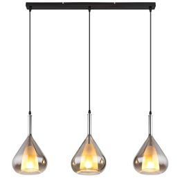 Globo LIGHTING H&auml;ngeleuchte &raquo;GEEKY&laquo; E27 1 Stk. H&auml;ngeleuchte Schwarz, Rauchglas, h&ouml;henk&uuml;rzbar, E27 silber 3, H: 140cm, 1 Stk.