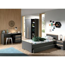 Vipack Kinderregal &raquo;London&laquo; Made in Europe, B&uuml;cherregal mit Melamin-Oberfl&auml;che grau Holzwerkstoff B/H/T: 45,5cm x 195,2cm x 45cm, 5 Stk. offene F&auml;cher