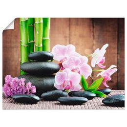 Artland Wandbild &raquo;Spa Konzept Zen Steinen Orchideen&laquo; Zen 1 Stk. tlg. als Leinwandbild, Poster in verschied. Gr&ouml;&szlig;en pink B/H/T: 80cm x 60cm, Poster Zen 