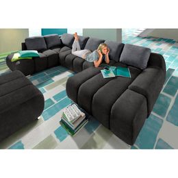 OTTO home Wohnlandschaft &raquo;Bono U-Form&laquo; wahlweise mit Schlaffunktion schwarz Luxus-Microfaser ALTARA NUBUCK (100% Polyester);Luxus-Microfaser ALTARA 