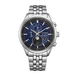 Citizen Herren Funkuhr &raquo;Funkuhren Mondphase&laquo; Quarzuhr, Armbanduhr, Herrenuhr, Edelstahlarmband, analog, Big Date Einheitsgr&ouml;&szlig;e