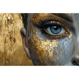 queence Acrylglasbild &raquo;Wandbild, Goldbild, Bild Detailbild blaues Auge&laquo; Abstrakte Fantasy Kunst Handveredelt mit Blattgold f&uuml;r eine edle und zeitlose 