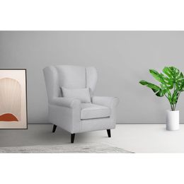 Home Affaire Sessel &raquo;Ohrensessel CHISTELLE, wahlweise mit Polsterhocker&laquo; mit Wellenunterfederung, Ma&szlig;e: B/T/H: 81/87/99 cm beige 100% Polyester 