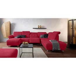 Home Affaire Wohnlandschaft &raquo;Manhattan U-Form&laquo; 2 Sitze mit elektrischer Relaxfunktion, verstellbare Armlehnen rot Luxus Microfaser2 (90% Polyester, 10