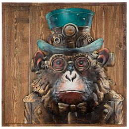Gilde Leinwandbild &raquo;Bild quadratisch Steampunk Ape&laquo; Tiere 1 Stk. tlg. braun Massivholz B/H/T: 50cm x 50cm x 5,5cm, Tiere, 1 Stk.