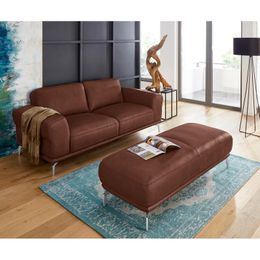 W.Schillig 2-Sitzer &raquo;montanaa bequem, Federkernunterfederung, elegant & edel, Breite 192cm&laquo; mit Metallf&uuml;&szlig;en in Chrom gl&auml;nzend, Breite 192 cm braun 