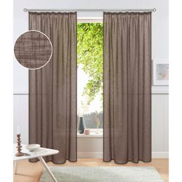 OTTO home Gardine &raquo;Fiete&laquo; Kr&auml;uselband 1 Stk. tlg. Leinen Optik, Sichtschutz, halbtransparent, einfarbig, Leinenoptik braun Polyester 145cm, 