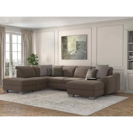 Sit & More sit&more Wohnlandschaft &raquo;Dundee U-Form&laquo; mit Federkern und Edelstahlf&uuml;&szlig;en, wahlweise mit Kopfteilverstellung grau B/H/T: 338cm x 86cm x 219cm, Luxus-