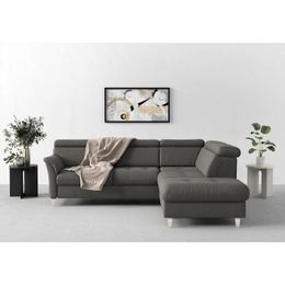 Sit & More sit&more Ecksofa &raquo;Marano L-Form&laquo; inklusive Kopfteilverstellung, optional Schlaffunktion & Bettkasten grau 100% Polyester B/H/T: 252cm x 216cm, Luxus-