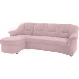 DOMO collection Ecksofa &raquo;SARAFINA 232x146 cm, auch mit Federkern f&uuml;r noch mehr Sitzkomfort!&laquo; whlw. mit Bettfunktion, L-Form rosa Luxus-Microfaser (92%