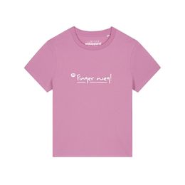 Watapparel T-Shirt 'Finger Weg' Damen Gr&ouml;&szlig;e S rosa / wei&szlig;