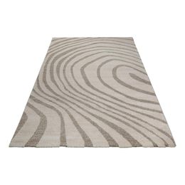 Wecon Home Teppich &raquo;Bj&ouml;rn&laquo; rechteckig 18 mm H&ouml;he Gewebt, Hoch-Tief, pflegeleicht, Wellen-Muster, Scandi, Wohnzimmer beige Kunstfaser B : 160cm 1 Stk.,