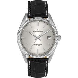 Jacques Lemans Damen Quarzuhr &raquo;Derby&laquo; Armbanduhr, Damenuhr, analog, Datum, Lederarmband schwarz Einheitsgr&ouml;&szlig;e