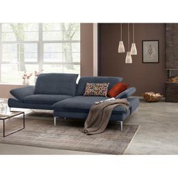 W.Schillig Ecksofa &raquo;enjoy&MORE, mit tollem Sitzkomfort, elegant und bequem, L-Form&laquo; mit Sitztiefenverstellung, F&uuml;&szlig;e silber matt, Breite 294 cm blau 