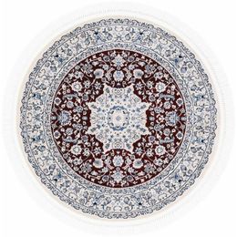 CarpetFine Teppich &raquo;Nain Diane&laquo; rund 8 mm H&ouml;he Kurzflorteppich, Orient Look rot Polyester, Polypropylen &Oslash; 160cm 1 Stk., 8mm, &Oslash; 160cm
