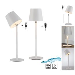 JUST LIGHT LED Tischleuchte &raquo;BOTERIA - Set 2 St&uuml;ck, inkl. Flaschenaufsatz&laquo; LED-Board 2 Stk. Warmwei&szlig; Akkubetrieben, aufladbar, magnetisch, dimmbar, In