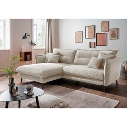 Home Affaire Ecksofa &raquo;Lazio modern und bequem, schmale Armlehnen, tolle Detailverarbeitung&laquo; zwei verschiedene Fu&szlig;farben w&auml;hlbar beige 93% Polyester, 7