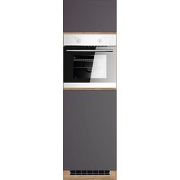KOCHSTATION Backofen/K&uuml;hlumbauschrank &raquo;KS-Riesa&laquo; Breite 60 cm, MDF-Fronten grau Holzwerkstoff wotaneiche, B/H/T: 60cm x 200cm x 60cm
