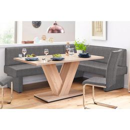 Home Affaire Eckbank &raquo;Nils&laquo; Sitz und R&uuml;cken gepolstert, verschiedene Qualit&auml;ten grau Holzwerkstoff, Massivholz, Polyester B/H/T: 222cm x 89cm x 162cm,