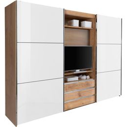 wimex Schwebet&uuml;renschrank &raquo;Magic by fresh to go&laquo; tolles EXTRA: mit drehbarem TV-Element, Fronten aus Glas braun B/H/T: 300cm x 216cm x 65cm, Schubladen: 3 