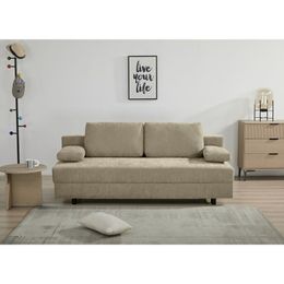 OTTO home Schlafsofa &raquo;ONNIKO, Breite: 192 cm, Liegefl&auml;che 121x192 cm, Feinstruktur-Bezug&laquo; mit Bettfunktion & Bettkasten beige 100% Polyester B/H/T: 