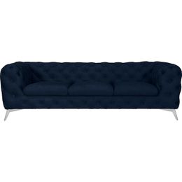 Home Affaire Chesterfield-Sofa &raquo;Glynis&laquo; aufw&auml;ndige Knopfheftung, moderne Chesterfield Optik, Fu&szlig;farbe w&auml;hlbar blau Struktur (100% Polyester);Samtoptik