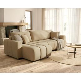 OTTO home Ecksofa &raquo;YLVAA L-Form, 241 cm - OTTO. Verl&auml;ssliche Qualit&auml;t.&laquo; Schlaffunktion (132/200), Bettkasten, Feinstruktur-Bezug beige B/H/T: 241cm x 