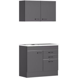 Optifit Pantryk&uuml;che &raquo;OPTImulti&laquo; Breite 100 cm, Tiefe 50 cm, mit Sp&uuml;lenauflage grau B/H/T: 100cm x 210cm x 50cm, ohne E-Ger&auml;te