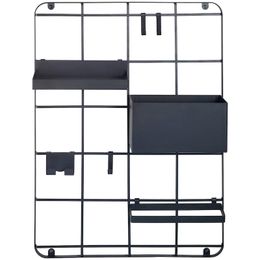 Kleine Wolke Wandregal &raquo;Framework Grid&laquo; mit vielen Extras schwarz Metall B/H/T: 40cm x 54cm x 2cm