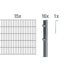 Alberts Doppelstabmattenzaun &raquo;Grundset&laquo; H&ouml;he: 80-200 cm, Gesamtl&auml;nge: 4-30 m, zum Einbetonieren Stahl H/L: 180cm x 30m