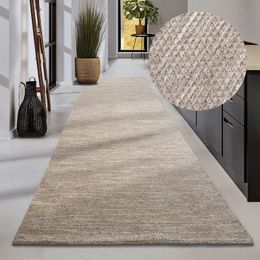 ELLE DECORATION Wollteppich &raquo;Pradesh&laquo; rechteckig 10 mm H&ouml;he Handgewebt, Wolle, Natur, L&auml;ufer, Wohnzimmer, Schlafzimmer, Skandi beige Wolle B : 80cm 1 