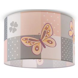 Paco Home Deckenleuchte &raquo;Cosmo 220&laquo; E27 Lampe Kinderzimmer Deckenlampe Rosa Schmetterling Blumen Karo E27 wei&szlig; 1, &Oslash; 45,5cm H: 29,5cm