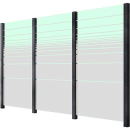STAKET PRO Zaun Glaszaun, Gesamtl&auml;nge: 3,284 m, 4 Pfosten grau Aluminium, Glas Pfosten: 4 Stk.