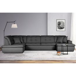 Home Affaire Wohnlandschaft &raquo;BRISBANE NEU U-Form&laquo; mit feiner Steppung, Matten-Optik, incl. Zierkissen grau 100% Polyester B/H/T: 380cm x 83cm x 202cm,