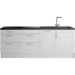 OPTIFIT K&uuml;che &raquo;Ahus&laquo; Breite 225 cm, wahlw. Mit E-Ger&auml;ten, Soft Close Funktion, MDF Fronten wei&szlig; B/H/T: 225cm x 90,8cm x 60cm,mit E-Ger&auml;ten