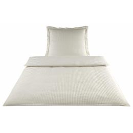 Elegante Bettw&auml;sche &raquo;White House&laquo; 2 Stk. mit unifarbenen Streifen beige Mako-Satin, Obermaterial: 100% Baumwolle B/L: 155cm x 220cm, 1 Stk., 1 Stk., Mako-Satin