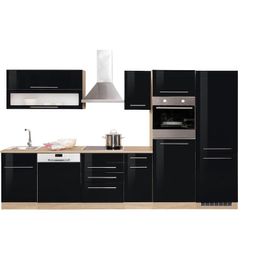 KOCHSTATION K&uuml;chenzeile &raquo;KS-Eton&laquo; ohne E-Ger&auml;te, Breite 330 cm schwarz B/H/T: 330cm x 60cm