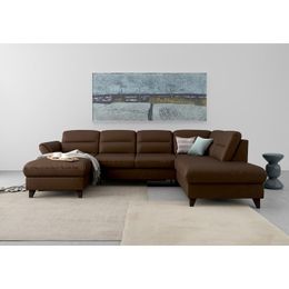 Sit & More sit&more Wohnlandschaft &raquo;Mellum U-Form&laquo; Federkern, wahlweise mit Schlaffunktion, Stauraum und Armteilfunktion braun 100% Polyester B/H/T: 306cm x 87cm