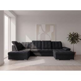 WERK2 Wohnlandschaft &raquo;Kordula-New Multifunktion Couch, Breite 332cm, bequem, U-Form&laquo; Sofa in U-Form mit Schlaffunktion & Bettkasten, Schlafcouch grau 