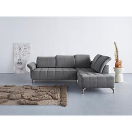 OTTO home Ecksofa &raquo;Fresh L-Form&laquo; Federkern, wahlweise Kopfteilverstellung und motorischer Vorziehsitz grau 100% Polyester B/H/T: 260cm x 79cm x 220cm,